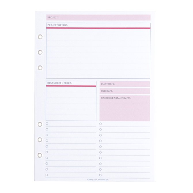 Project Planning A5 Ring Agenda Inserts | Erin Condren