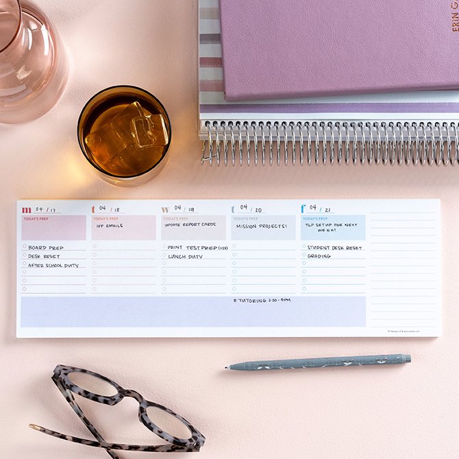 Colorful Teacher Weekly Schedule Deskpad | Erin Condren