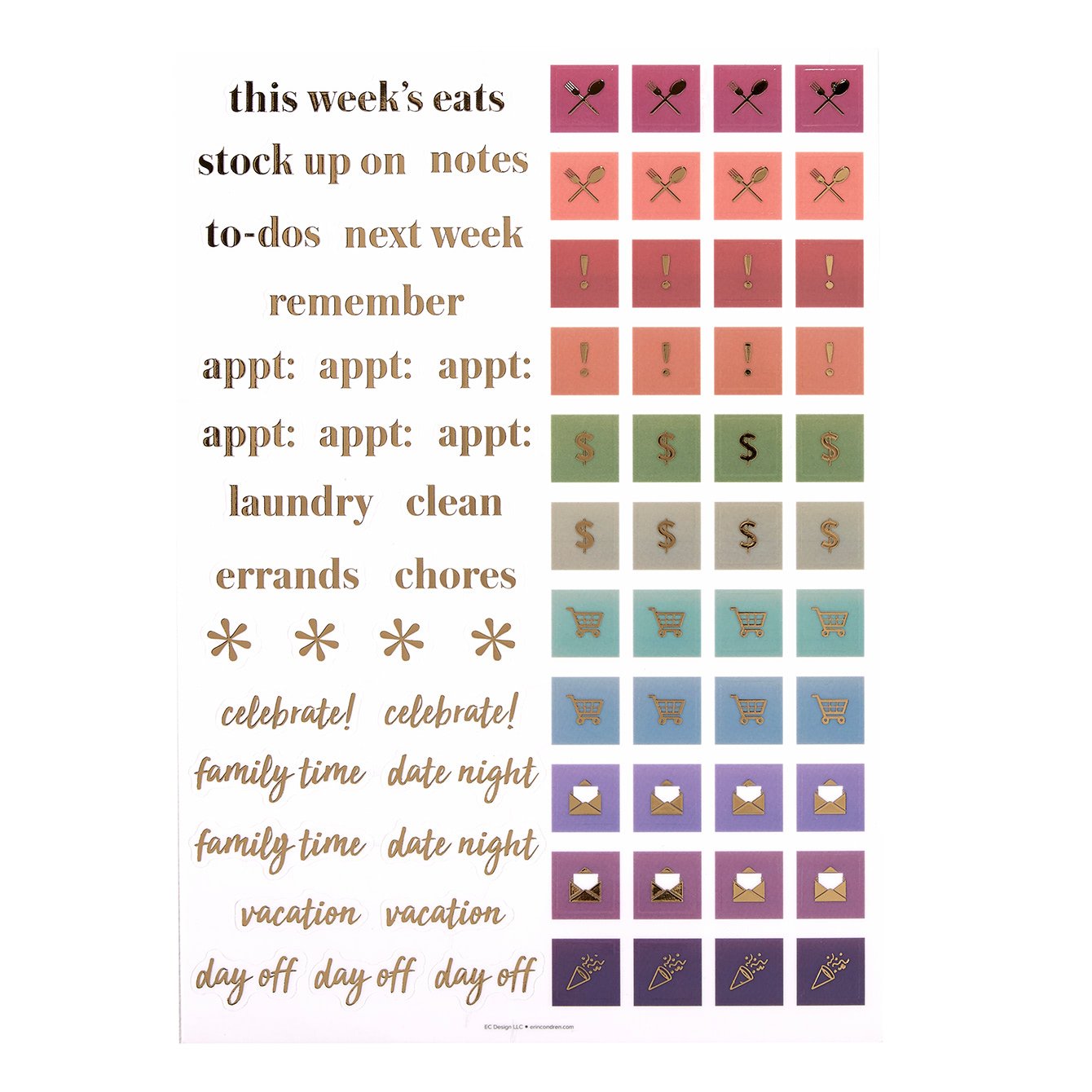 Acrylic Wall Calendar Clings | Erin Condren