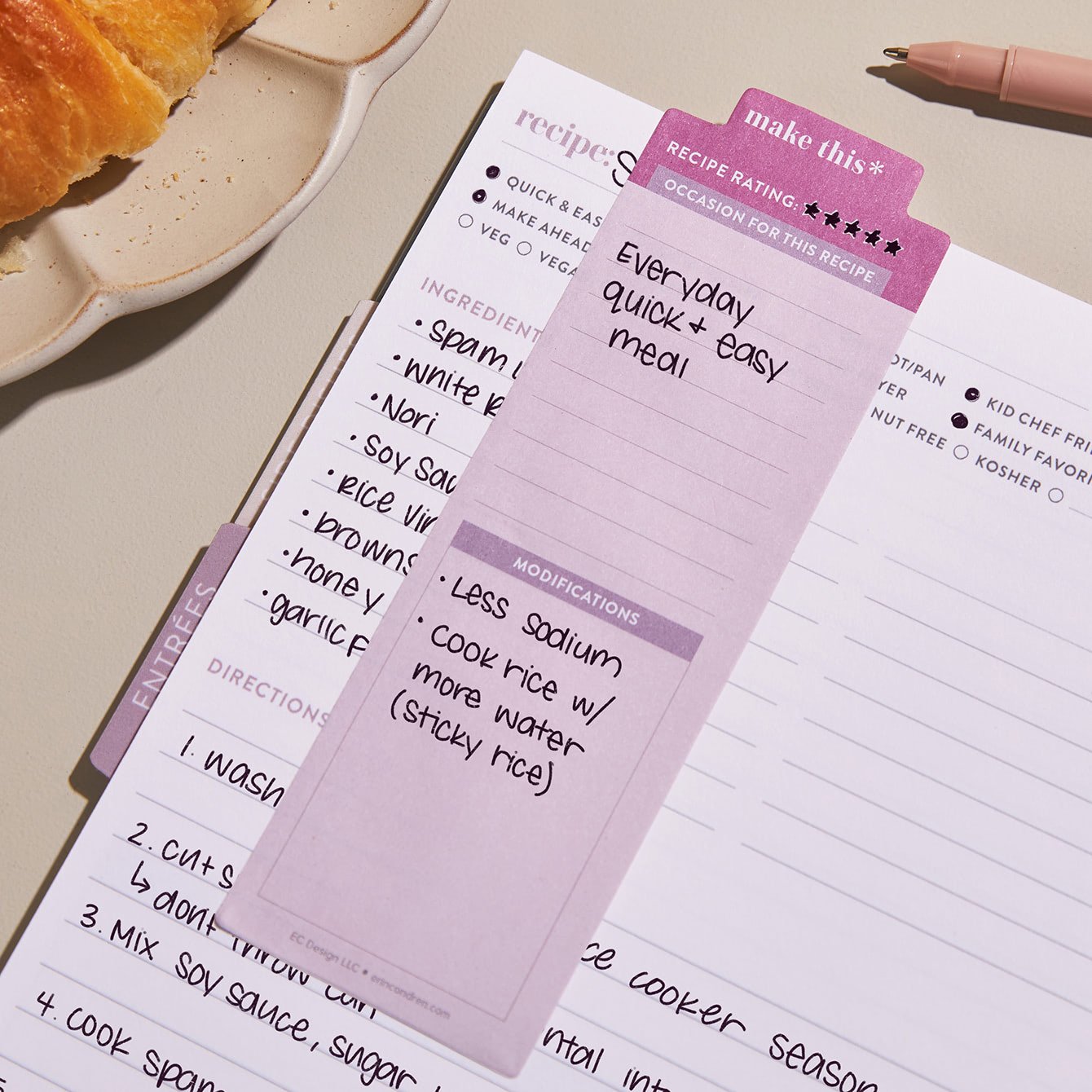 Recipe Bookmark Sticky Notes | Erin Condren