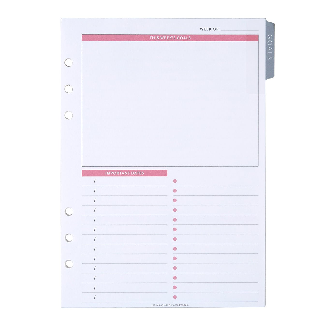 Goal Setting A5 Ring Agenda Inserts | Erin Condren