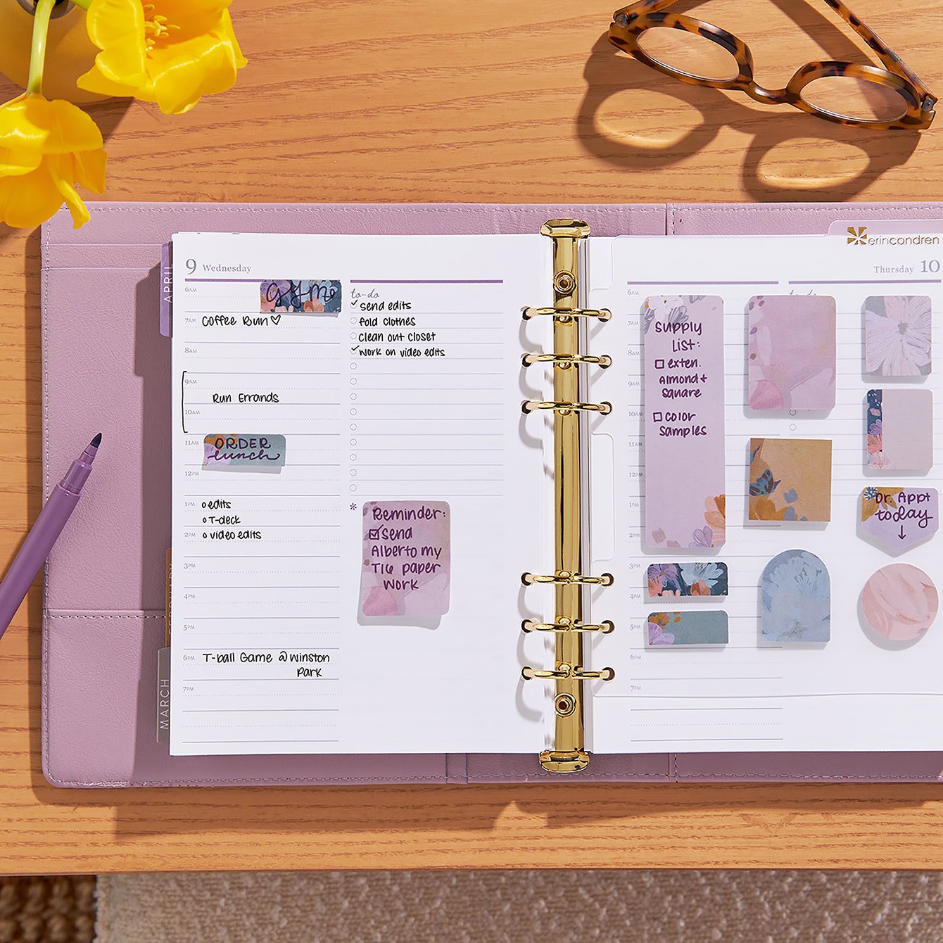 Bold Blooms A5 Ring Agenda StylizedSticky™ Notes | Erin Condren