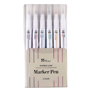 Double Line Marker Pens 6-Pack | Erin Condren