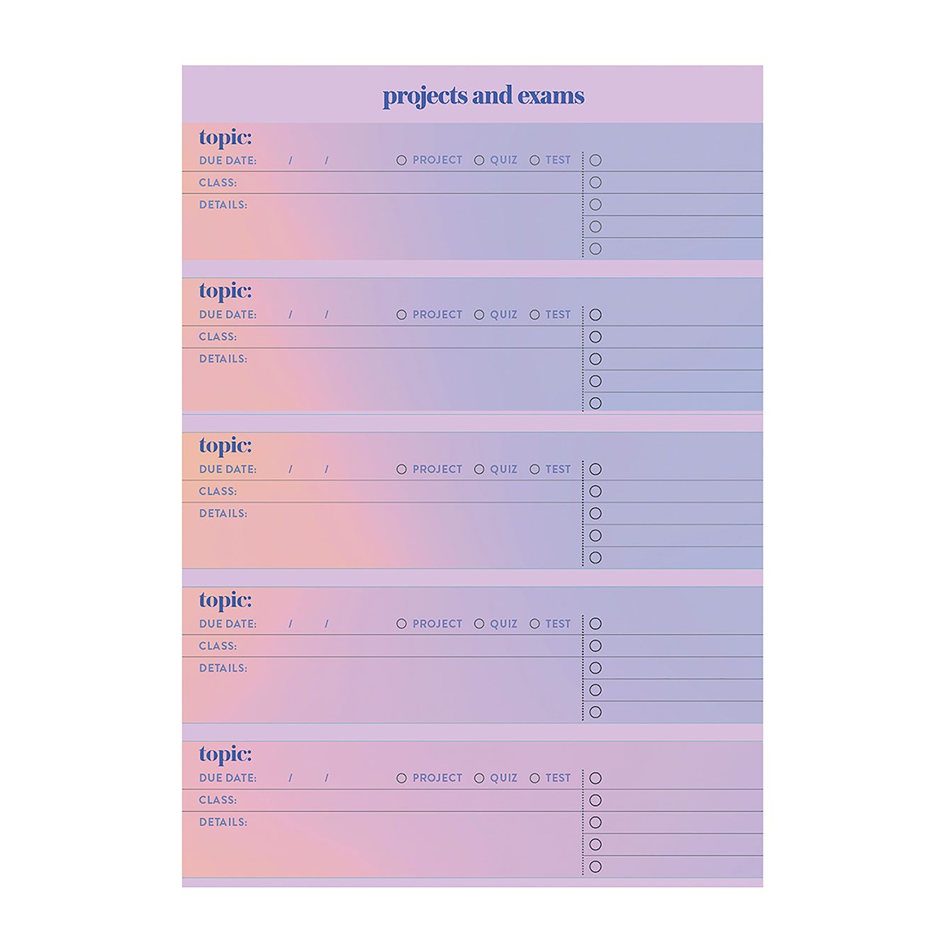 Projects and Exams Notepad | Erin Condren
