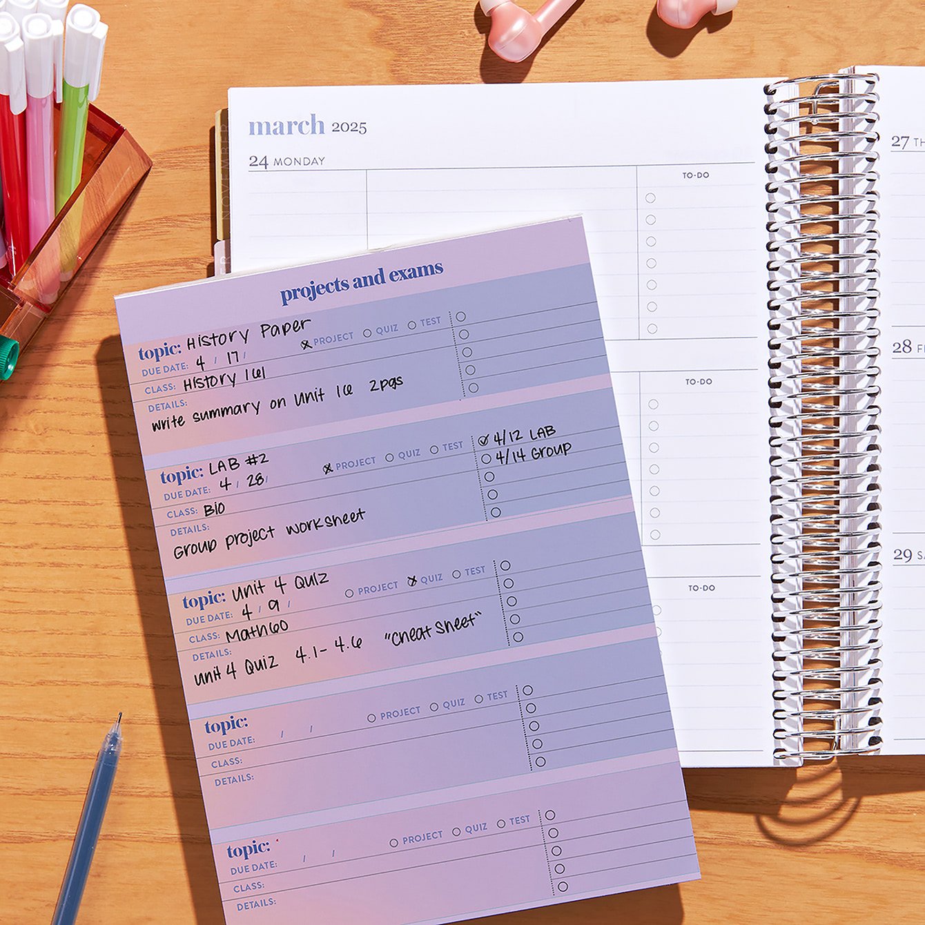 Projects and Exams Notepad | Erin Condren