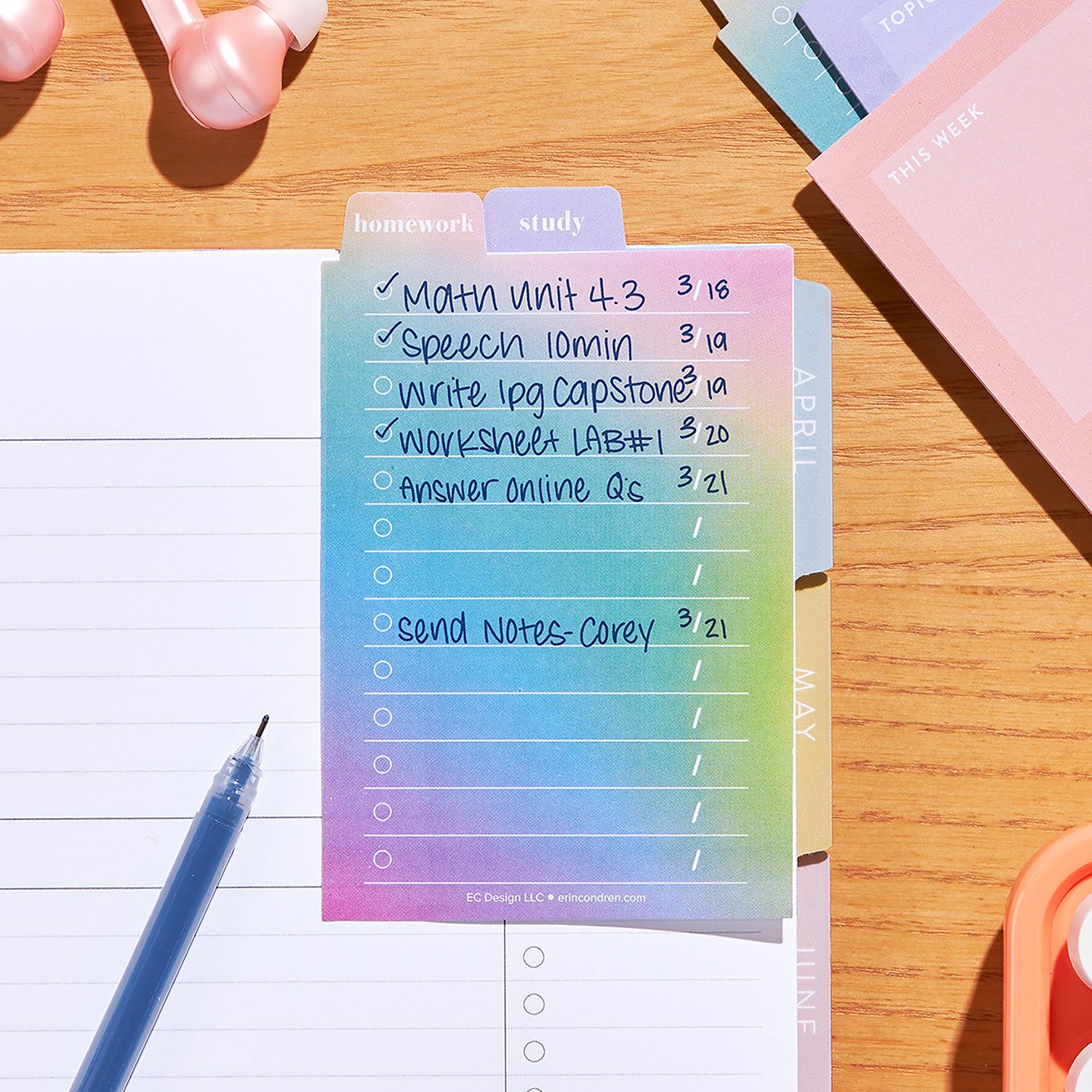 Student Tabbed Sticky Notes 3-Pack | Erin Condren