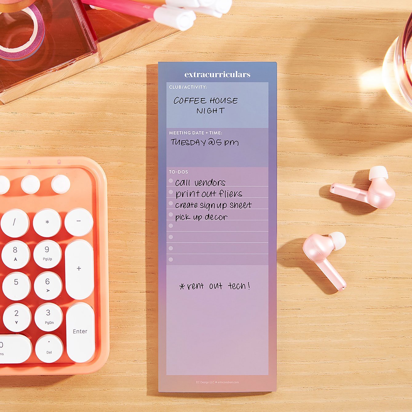 Weekly Extracurricular Tracker Sticky Notes | Erin Condren