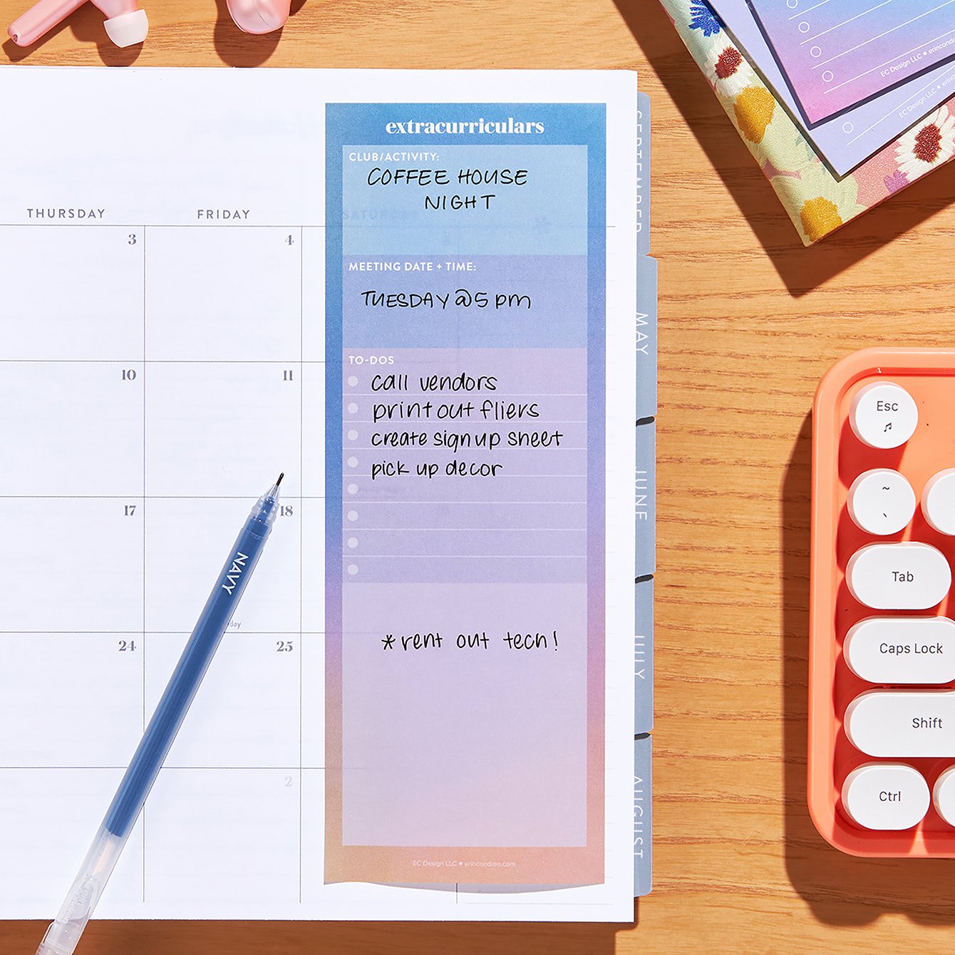 Weekly Extracurricular Tracker Sticky Notes | Erin Condren