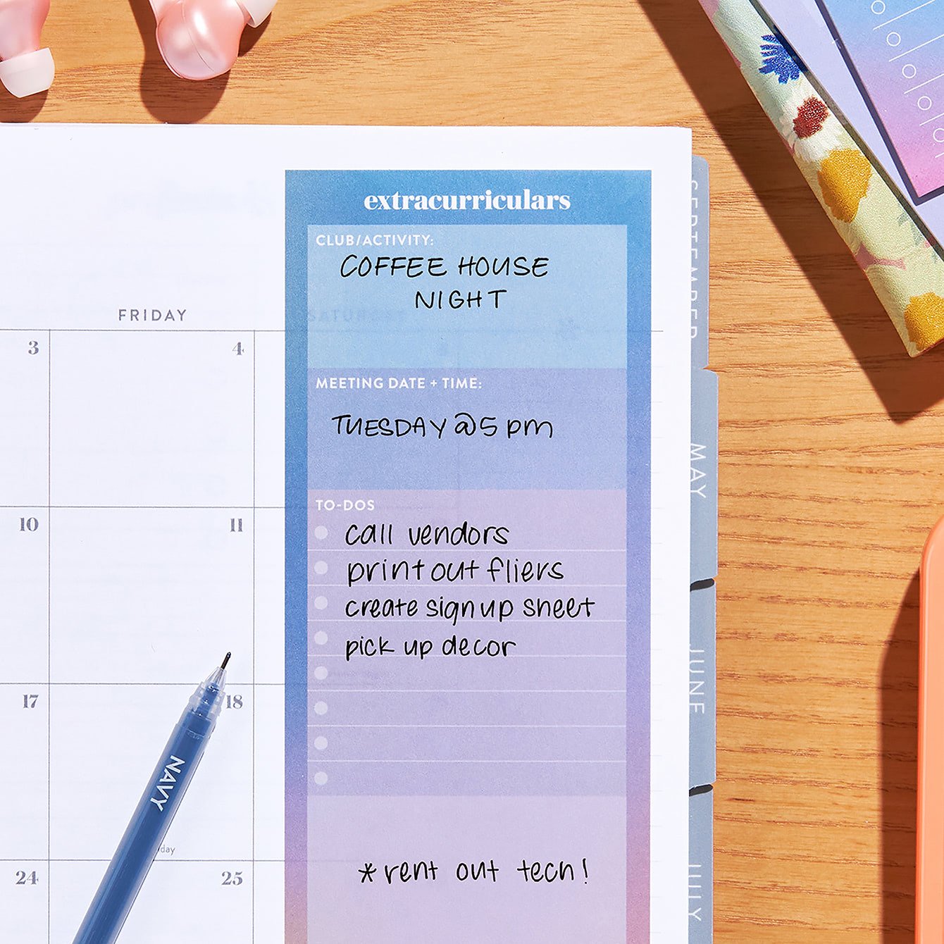 Weekly Extracurricular Tracker Sticky Notes | Erin Condren