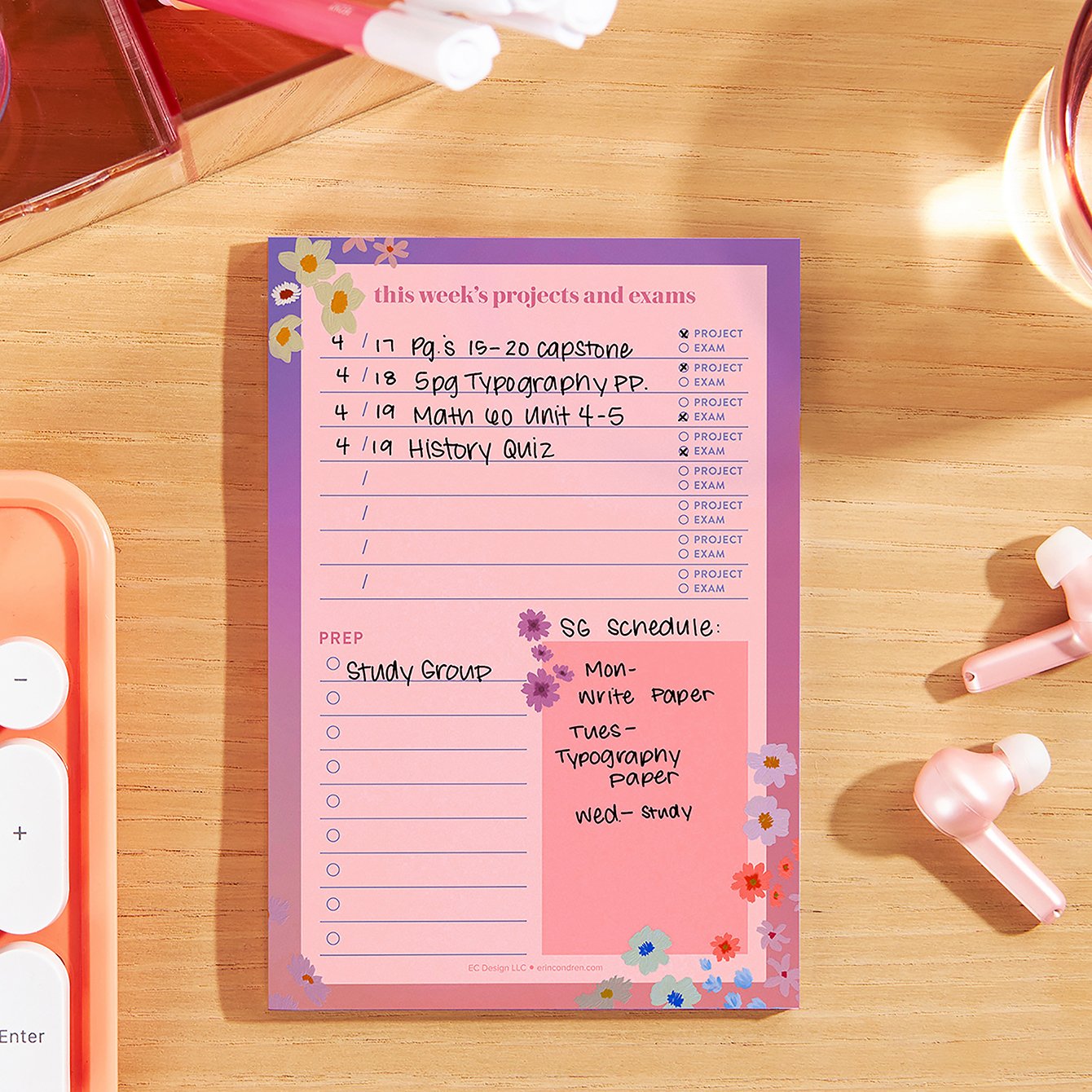 Weekly Projects and Exams Sticky Notes | Erin Condren