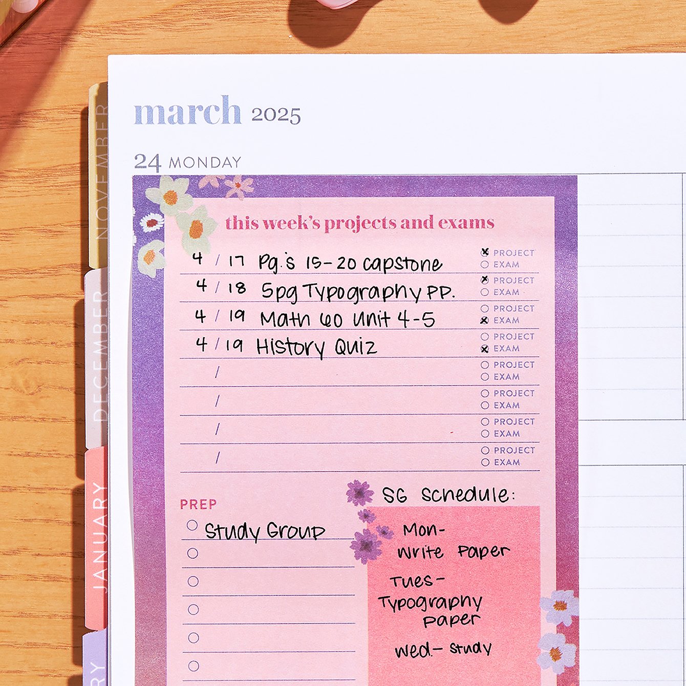 Weekly Projects and Exams Sticky Notes | Erin Condren