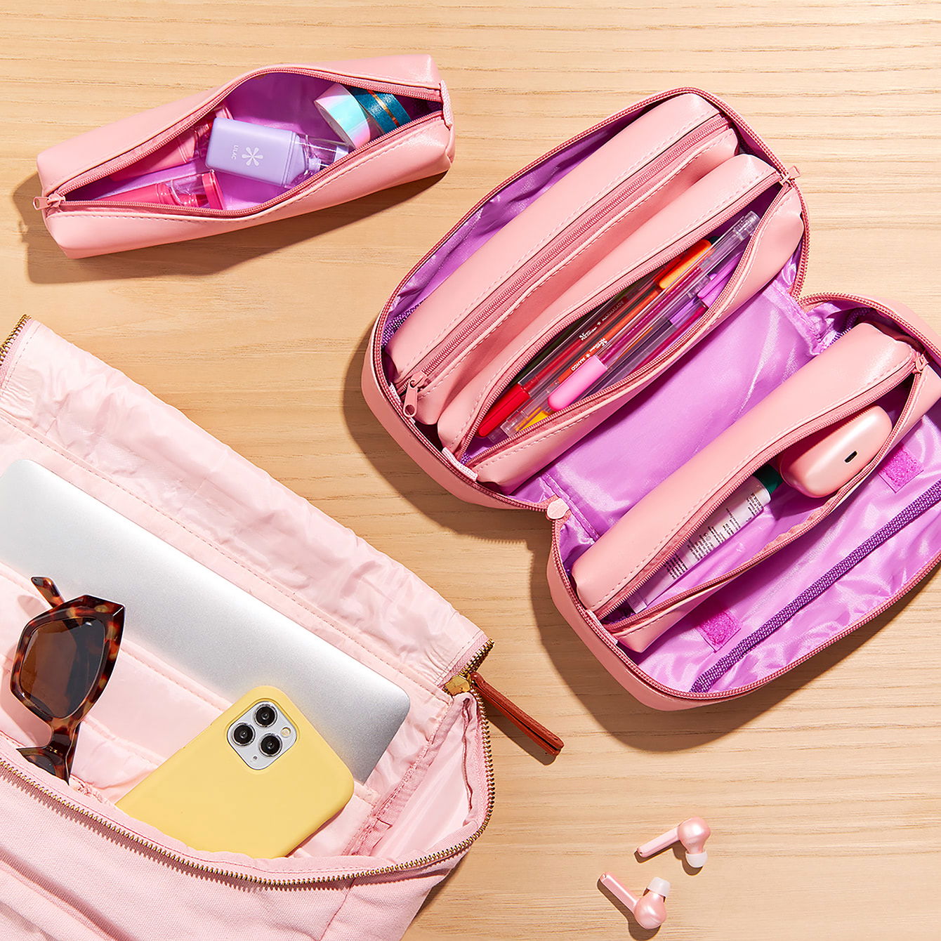 Mauve Vegan Leather 5 in 1 Zipper Pouch | Erin Condren