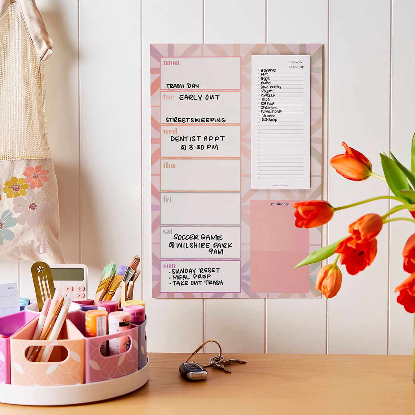 Vertical Repositionable Weekly Whiteboard and Notepad | Erin Condren