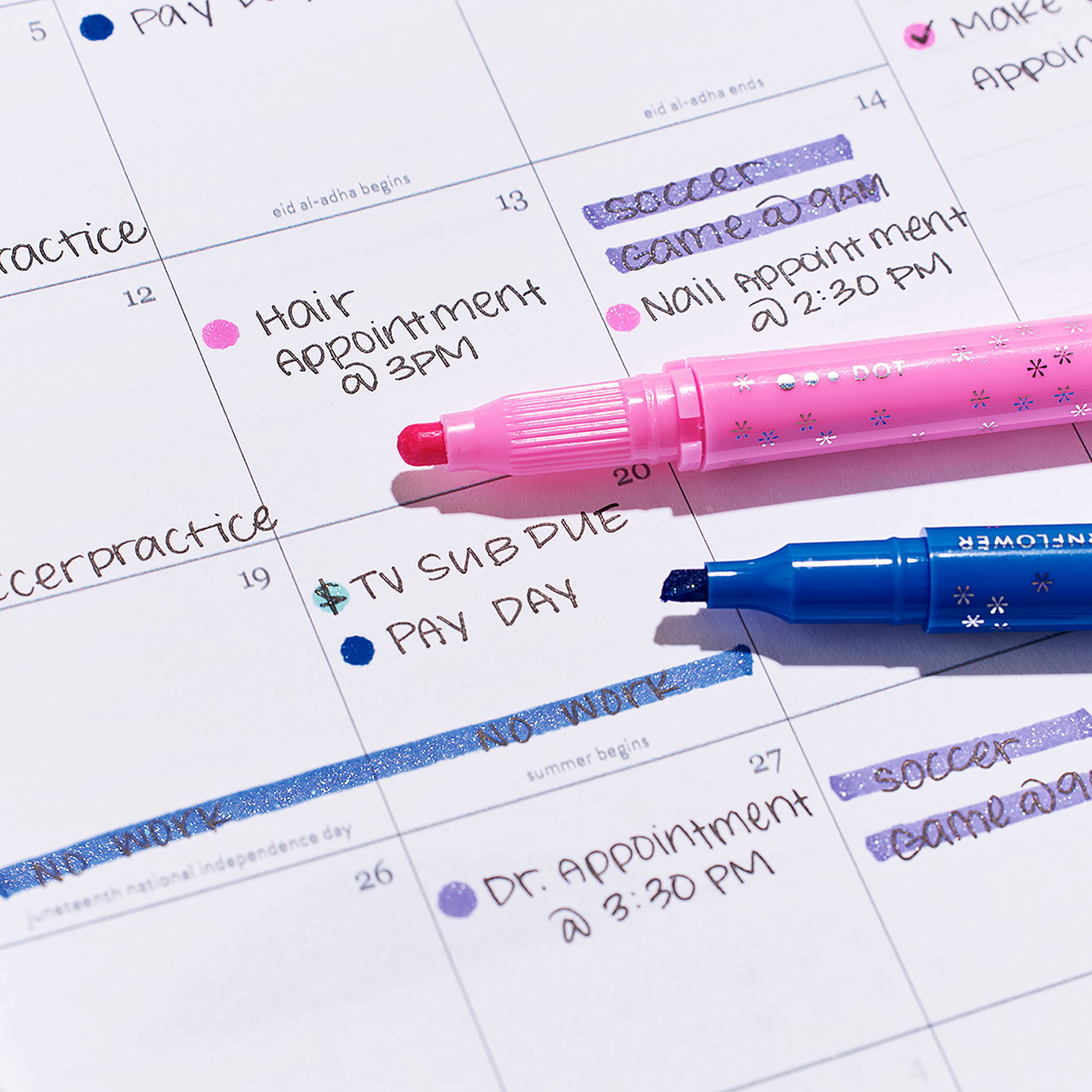 Glitter Dual-Tip Dot and Chisel Markers 6-Pack | Erin Condren