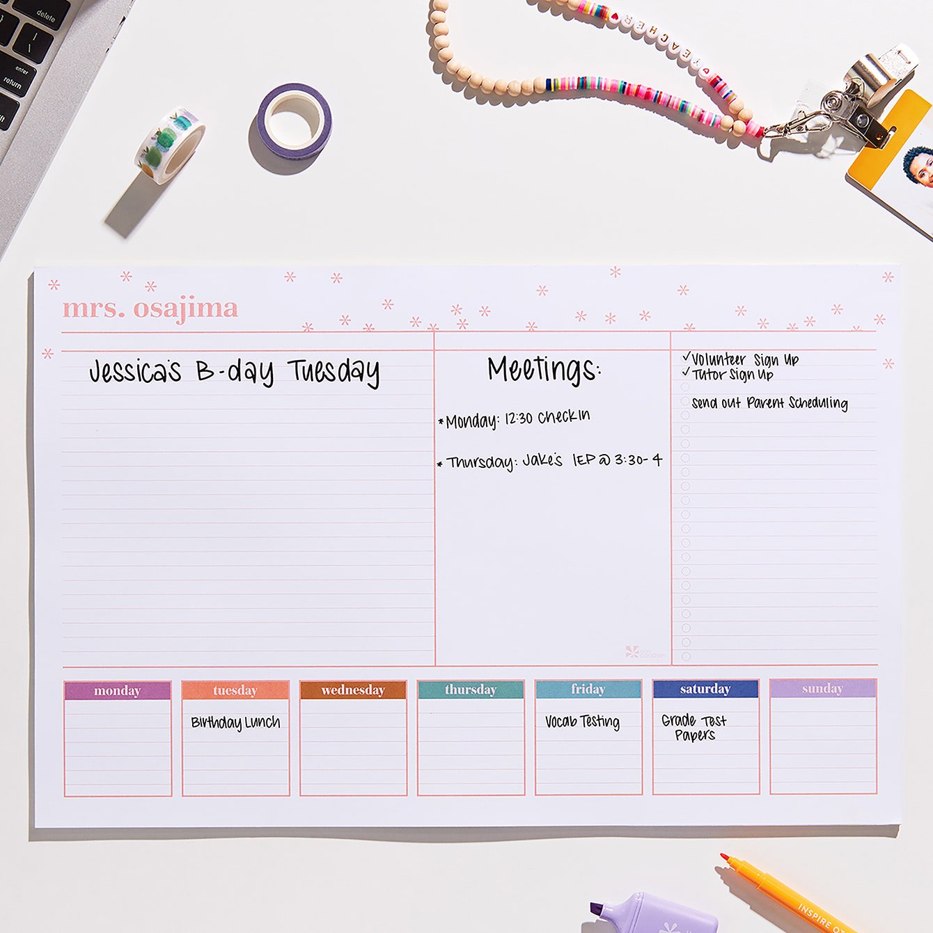 Asterisk Deskpad - Weekly Desk Calendar | Erin Condren