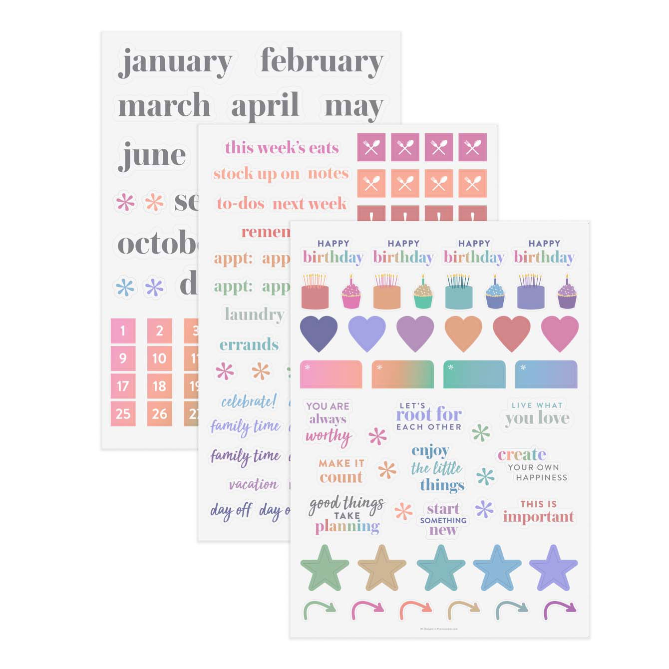 Colorful Acrylic Wall Calendar Clings | Erin Condren