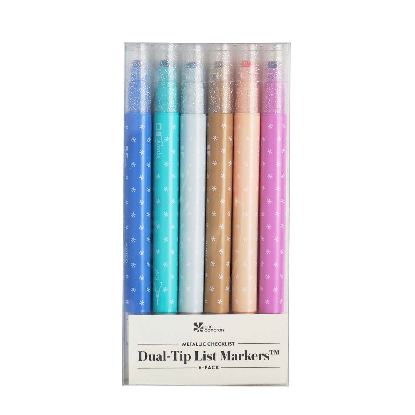 Metallic Checklist Dual-Tip List Markers™ 6-Pack | Erin Condren