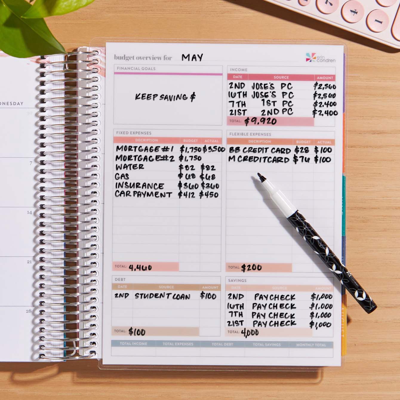 Snap-In Budget Dashboard | Erin Condren