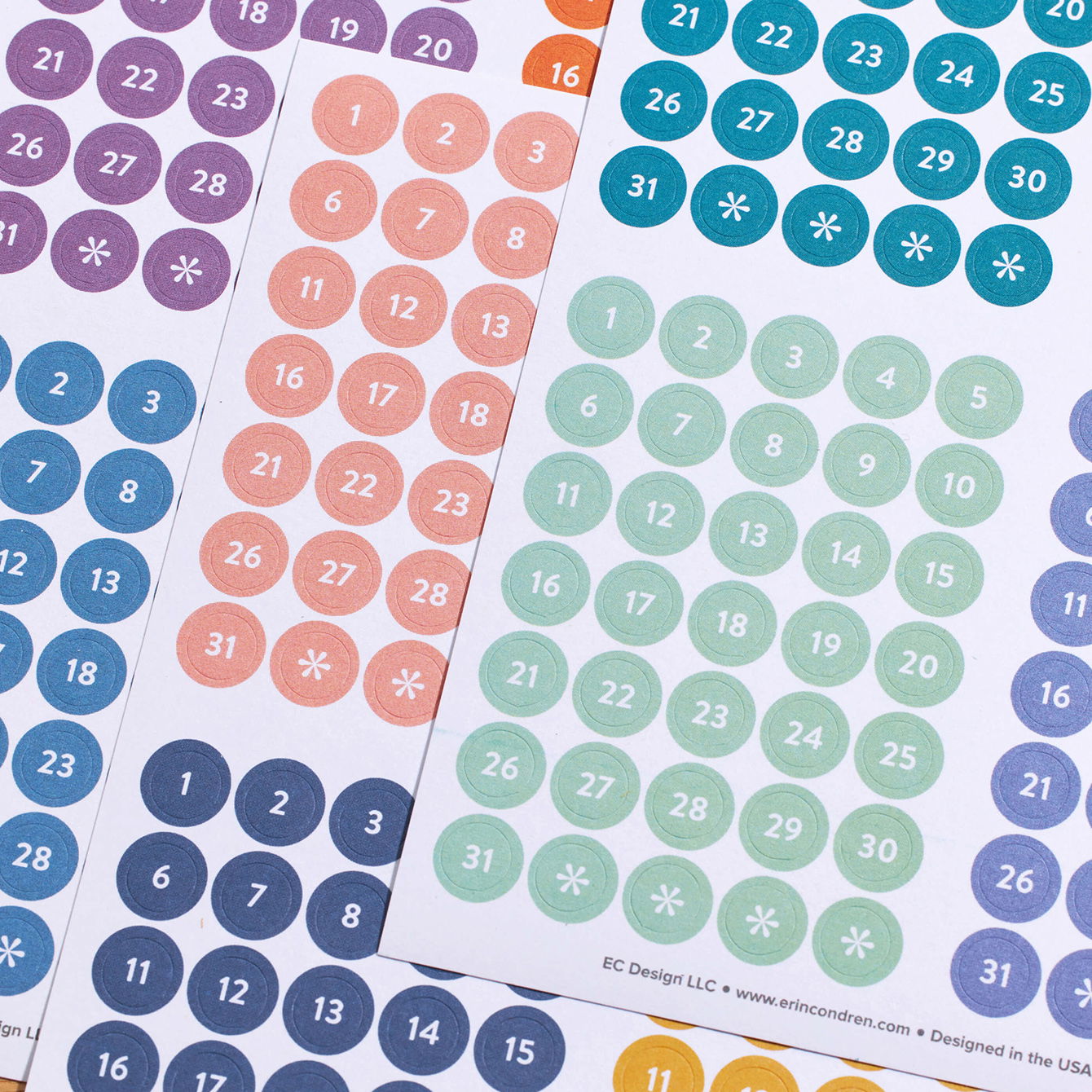 Colorful Calendar Date Dots | Erin Condren