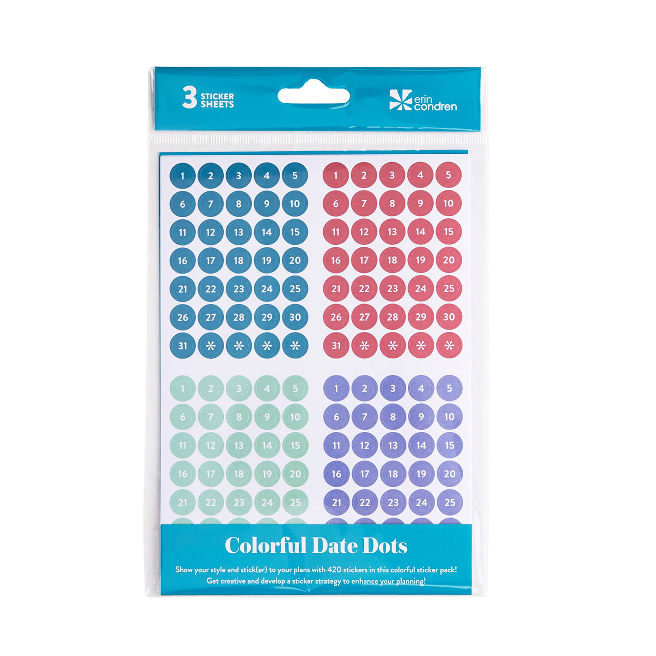 Colorful Calendar Date Dots | Erin Condren