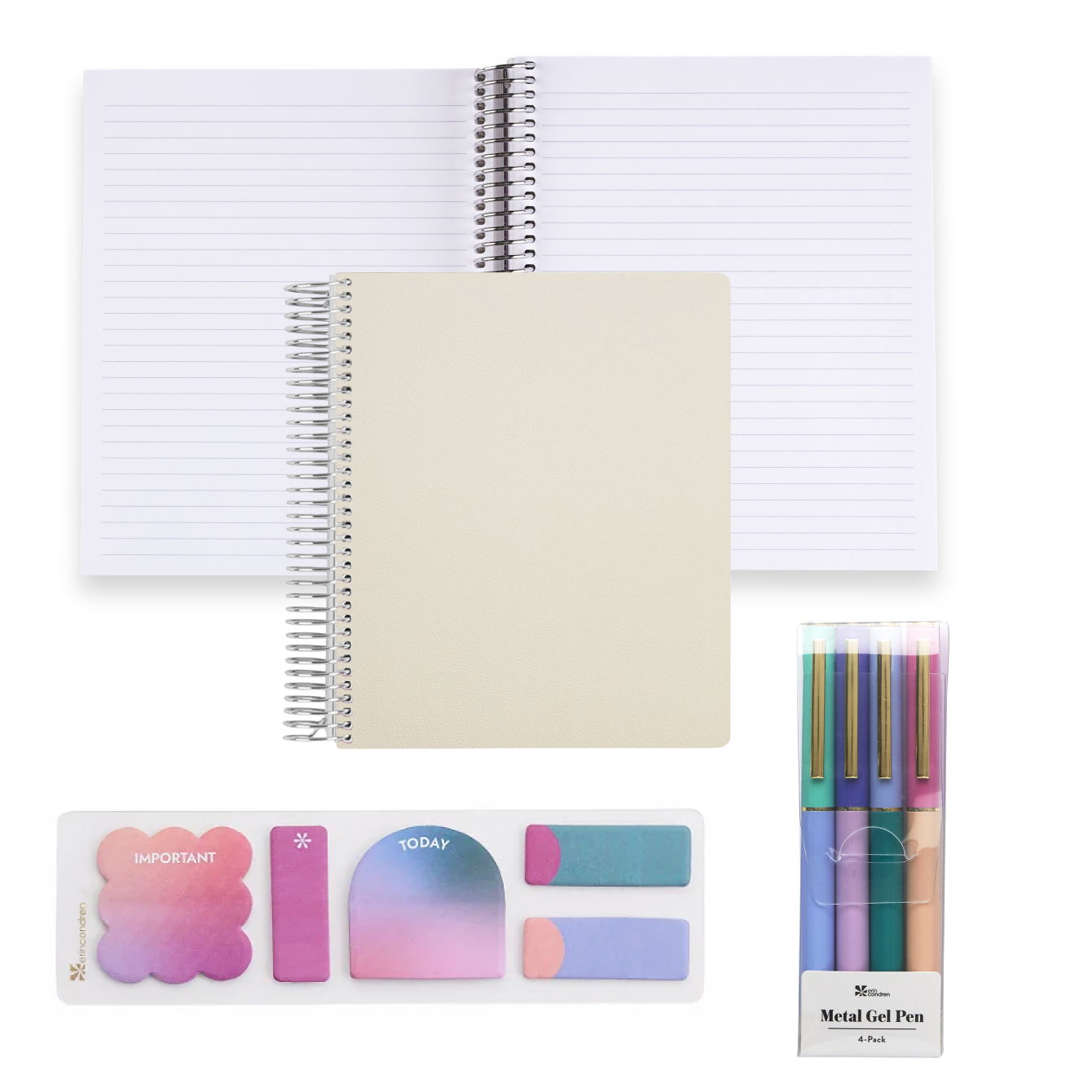 Cream Snap-In Vegan Leather Notebook Bundle | Erin Condren