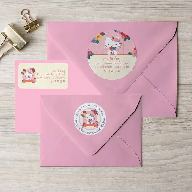 Hello Kitty Blushing Bouquet Return Address Labels | Erin Condren