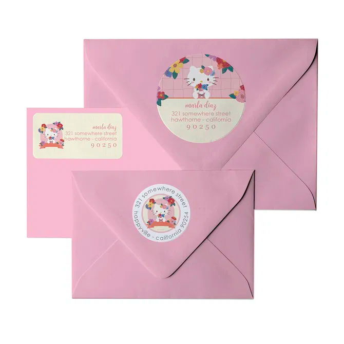 Hello Kitty Blushing Bouquet Return Address Labels | Erin Condren