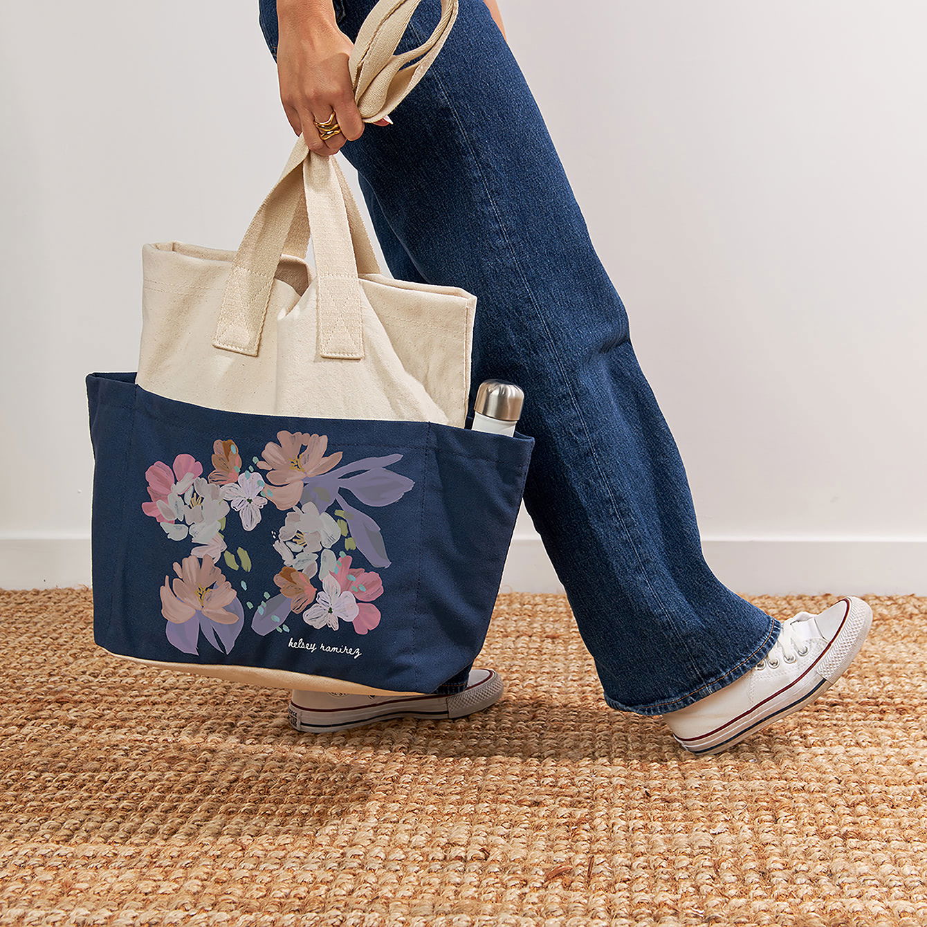 Bold Blooms Custom Color Block Tote Bag | Erin Condren