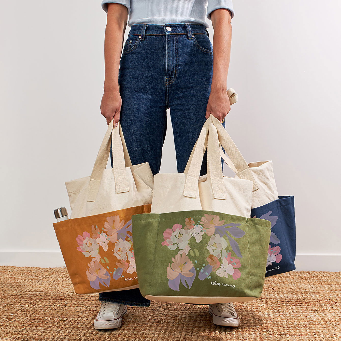 Bold Blooms Custom Color Block Tote Bag | Erin Condren