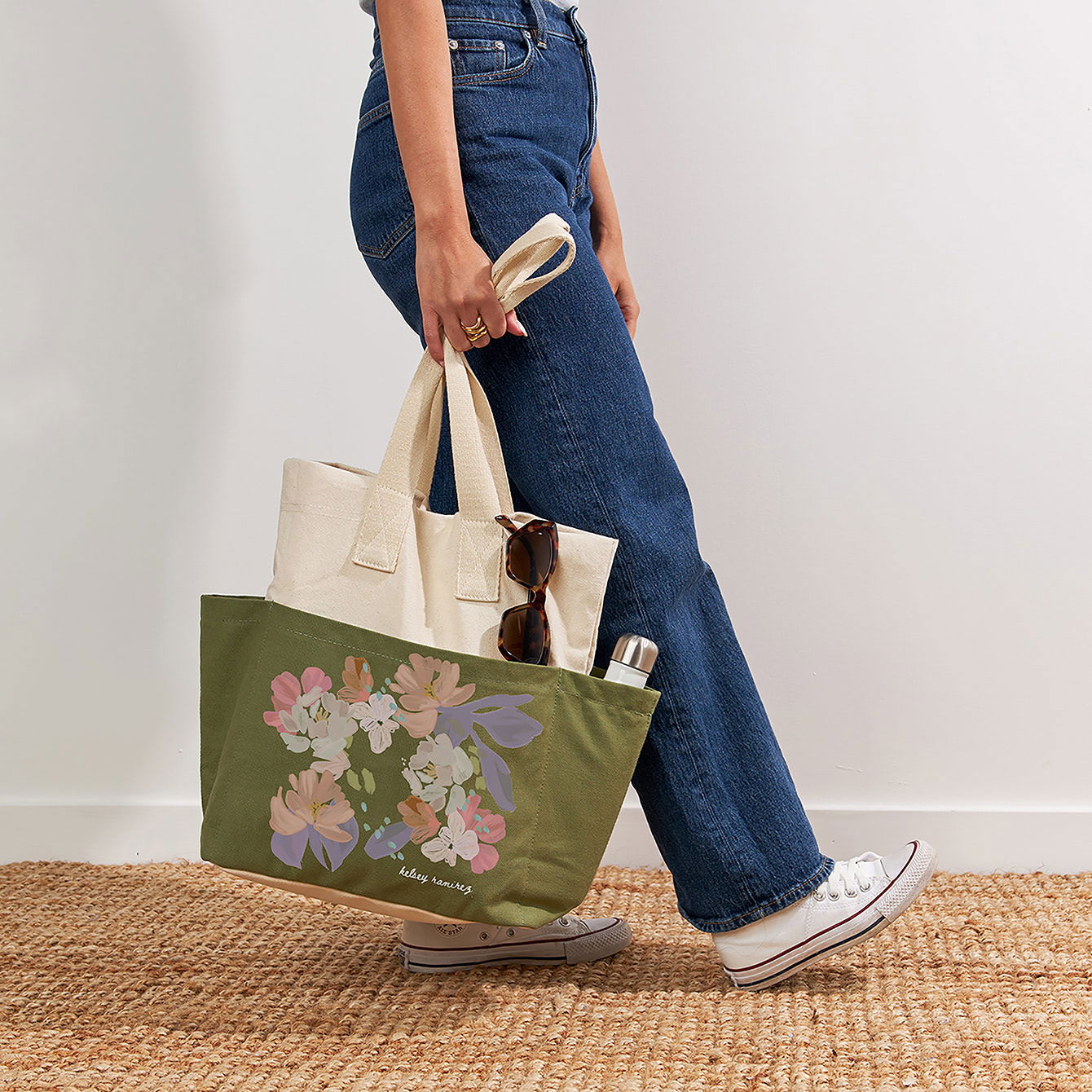 Bold Blooms Custom Color Block Tote Bag | Erin Condren