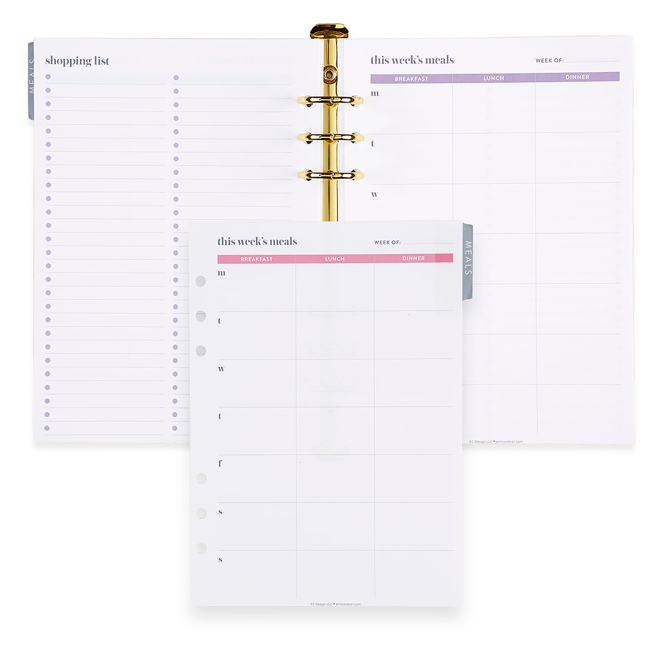 Meal Planning A5 Ring Agenda Inserts | Erin Condren