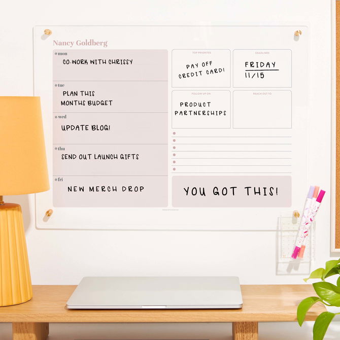 Acrylic Weekly Priorities Wall Calendar | Erin Condren