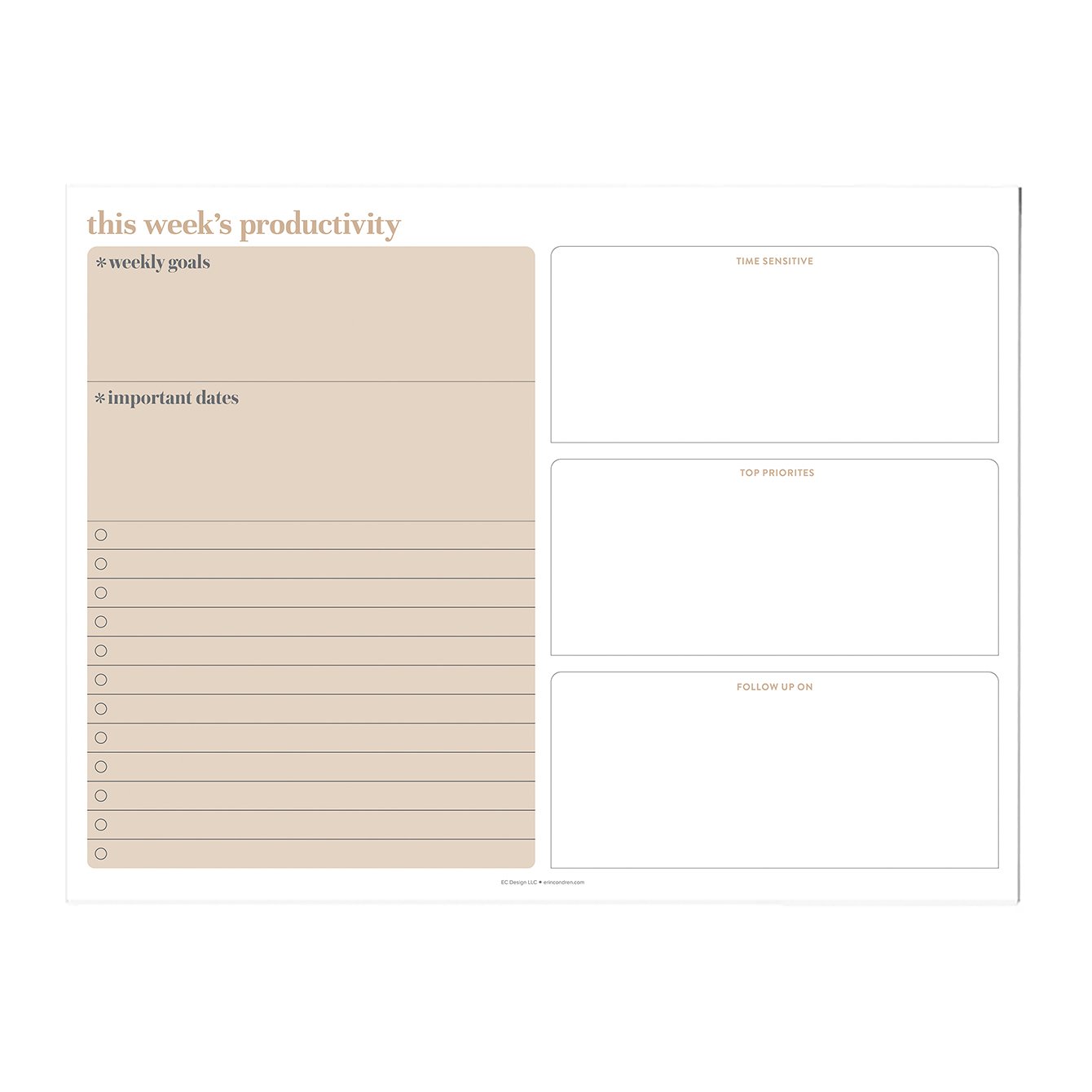 Productivity Wall Organization Center Insert Board | Erin Condren