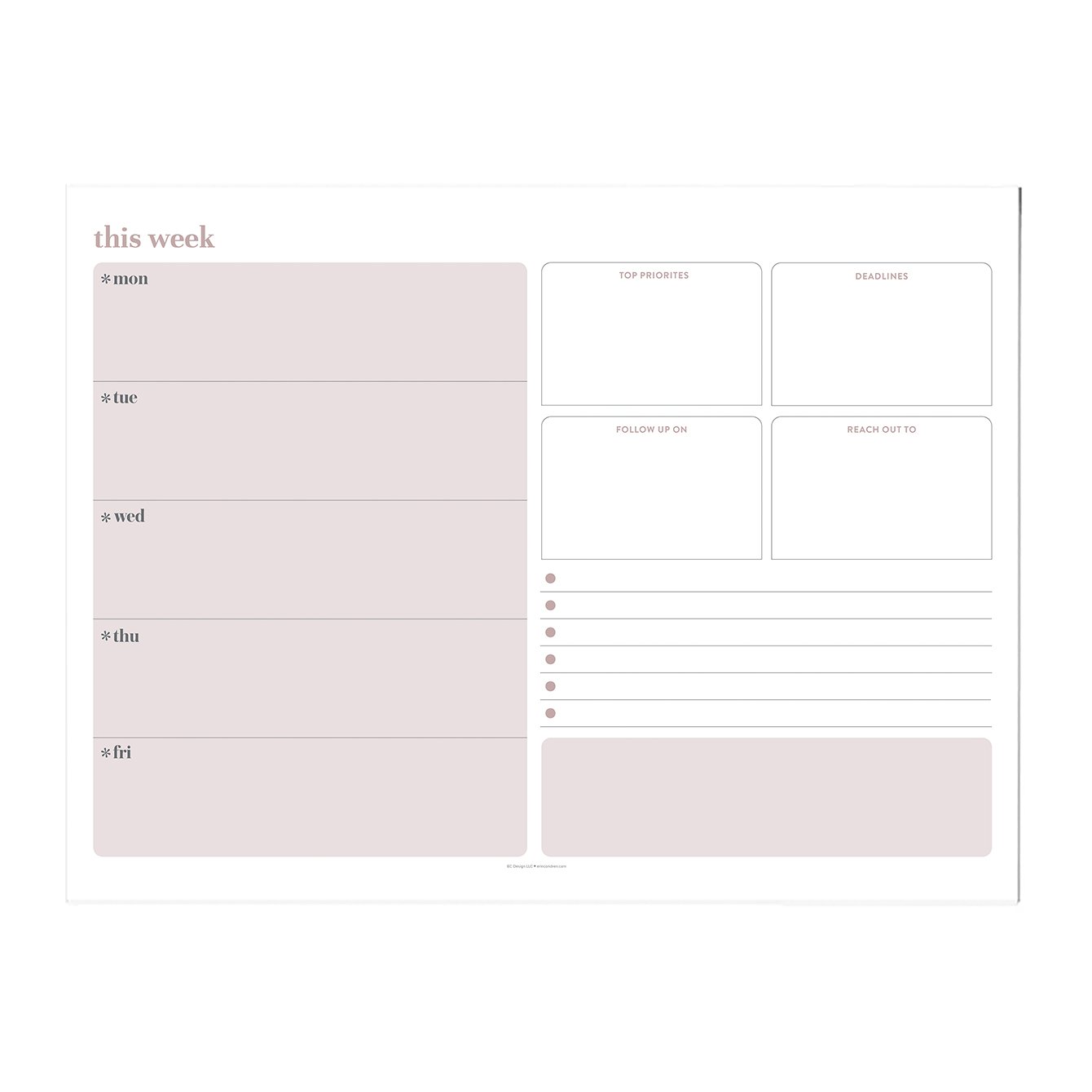 Weekly Priorities Organization Center Insert Board | Erin Condren
