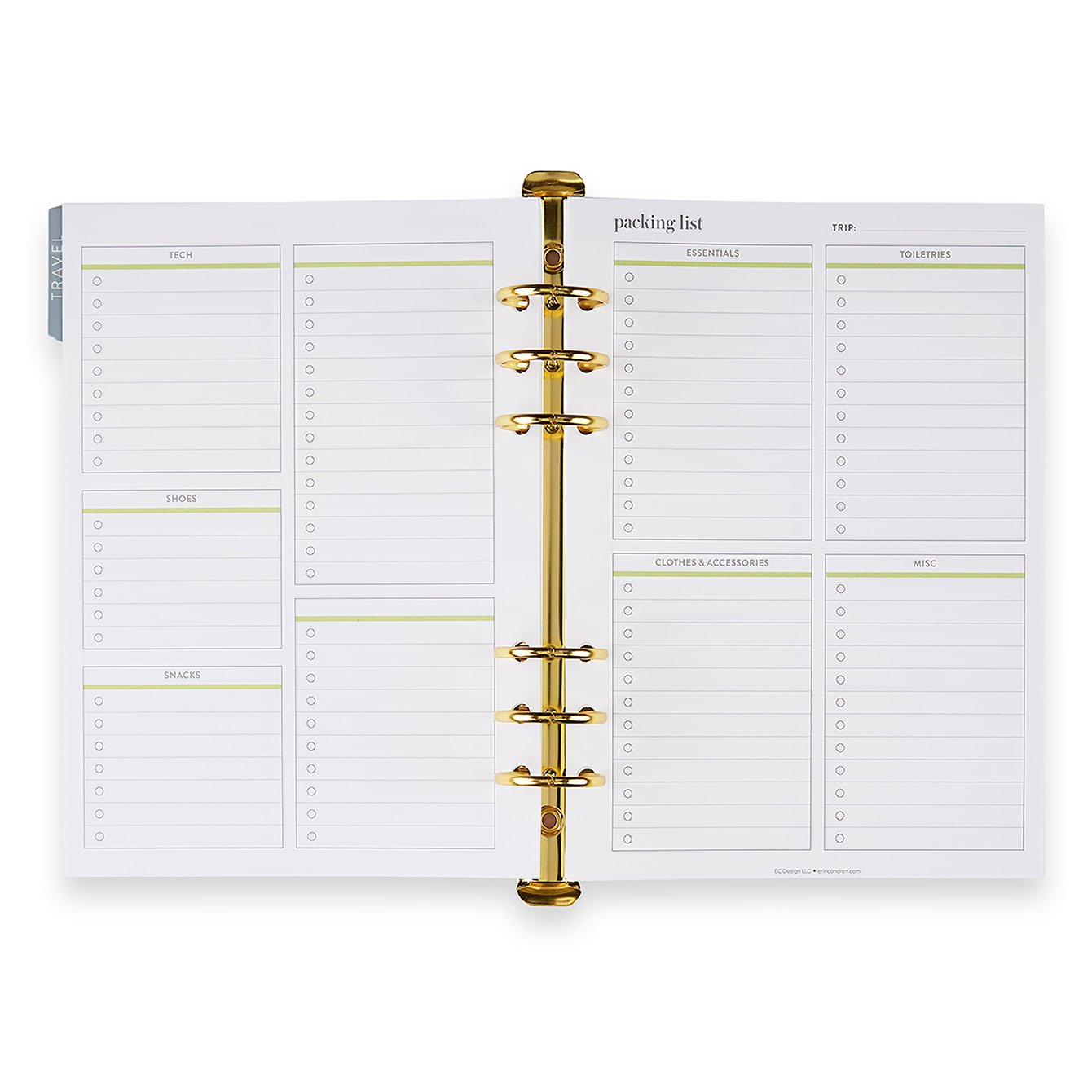 Travel A5 Ring Agenda Inserts | Erin Condren
