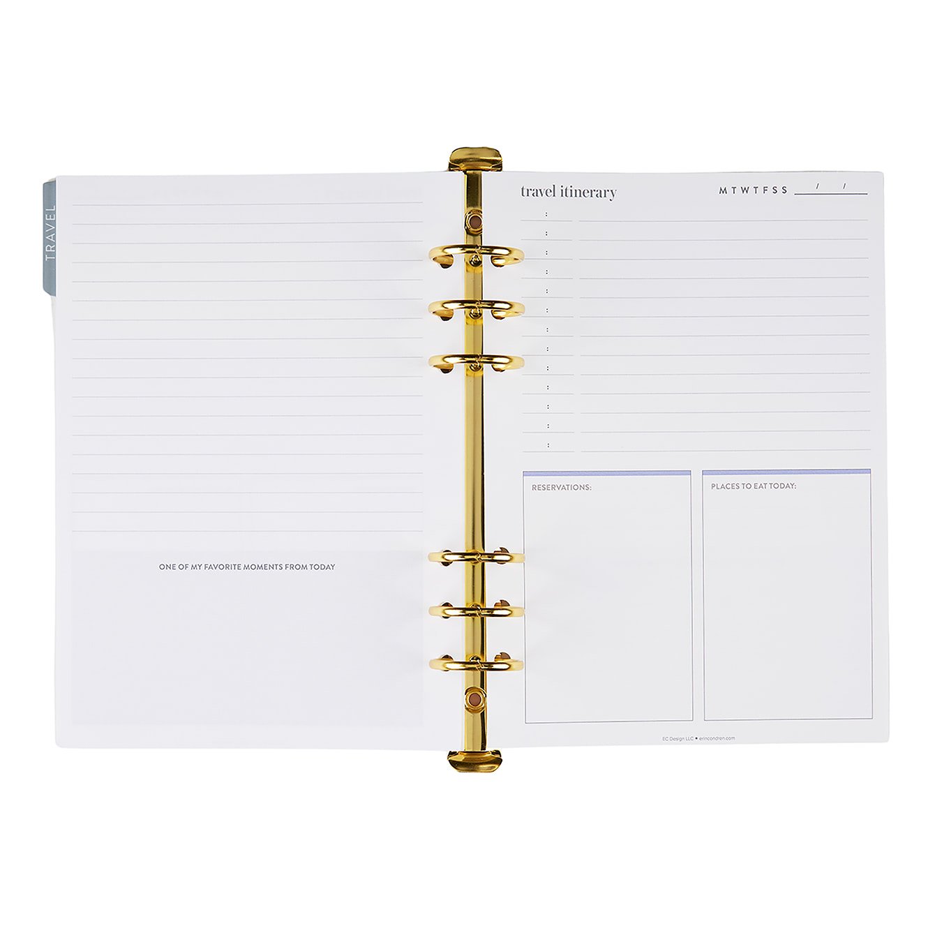 Travel A5 Ring Agenda Inserts | Erin Condren