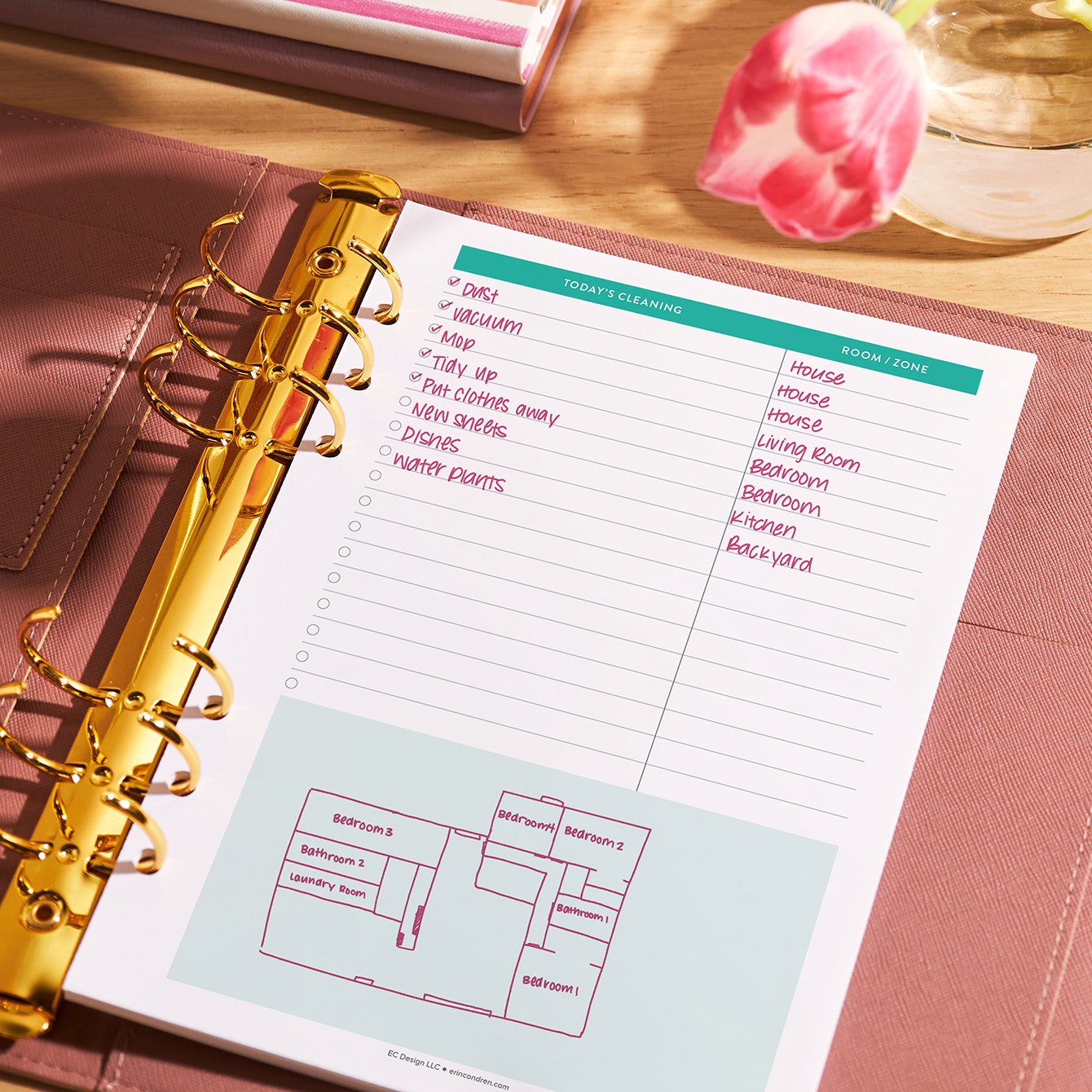 Cleaning Checklist A5 Ring Agenda Inserts | Erin Condren