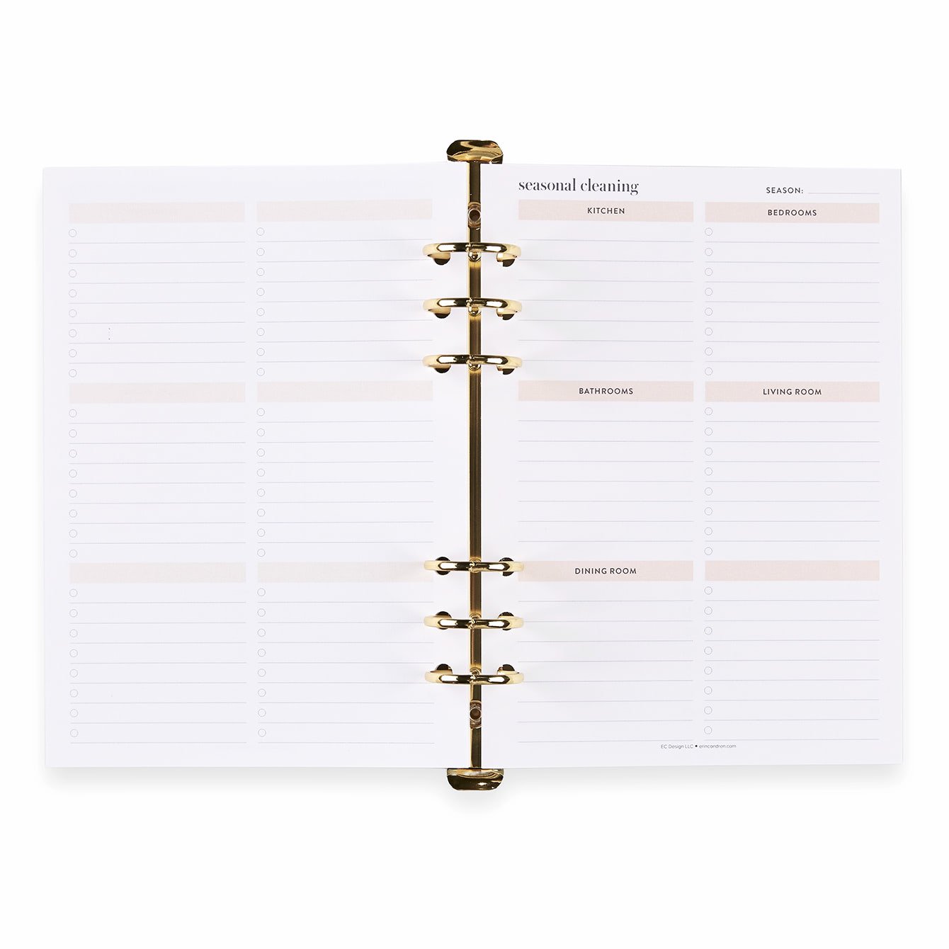 Cleaning Checklist A5 Ring Agenda Inserts | Erin Condren