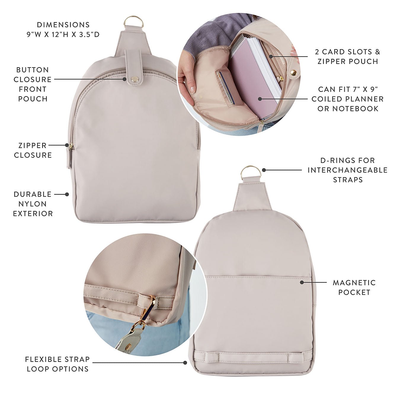 Light Taupe Sling Bag | Erin Condren