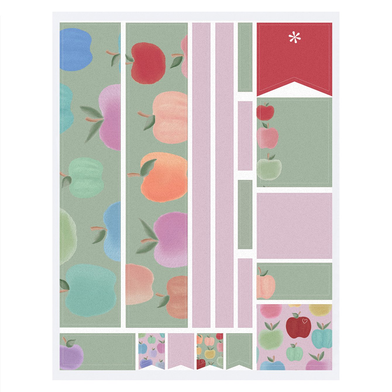 Rainbow Apples Sticker Sheet | Erin Condren