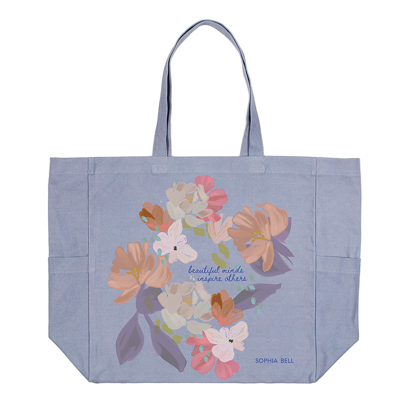 Bold Blooms Quote Canvas Pocket Tote Bag | Erin Condren