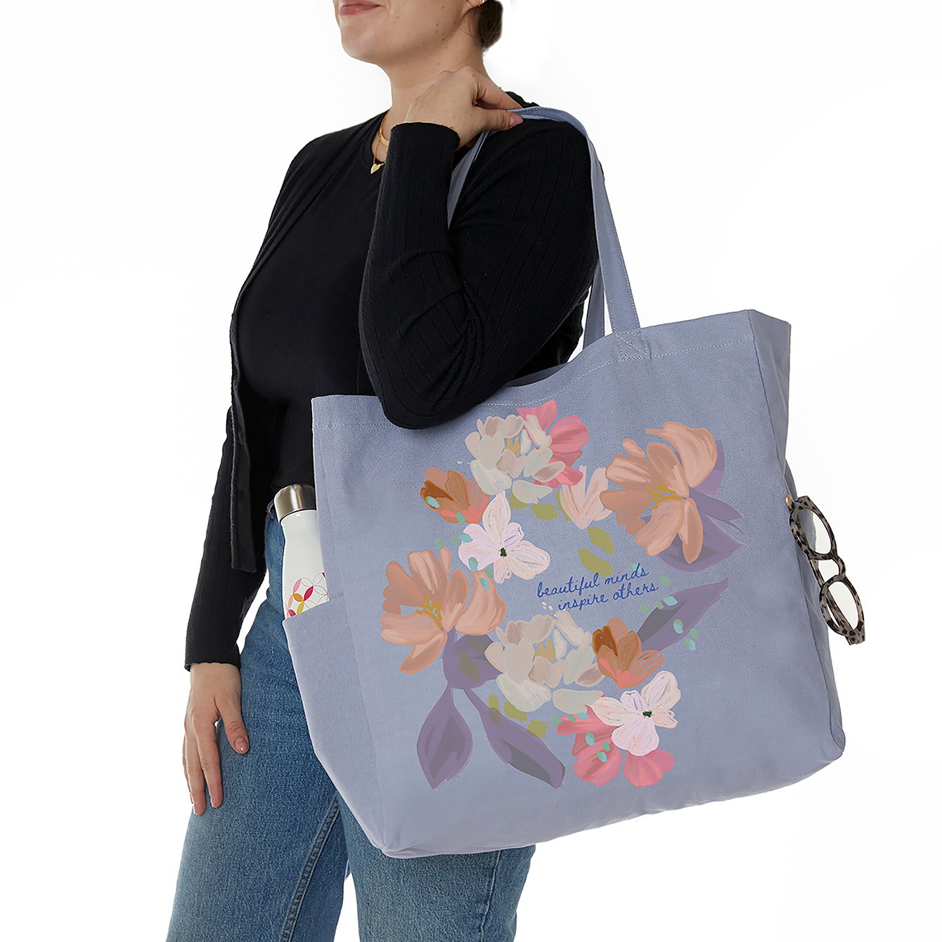 Bold Blooms Quote Canvas Pocket Tote Bag | Erin Condren