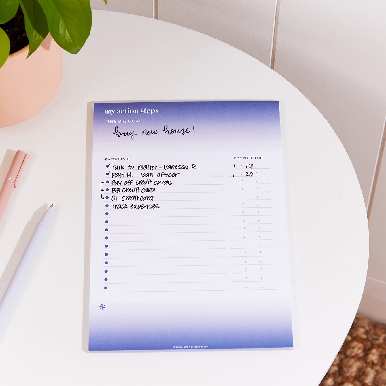 Custom Action Steps Notepad | Erin Condren