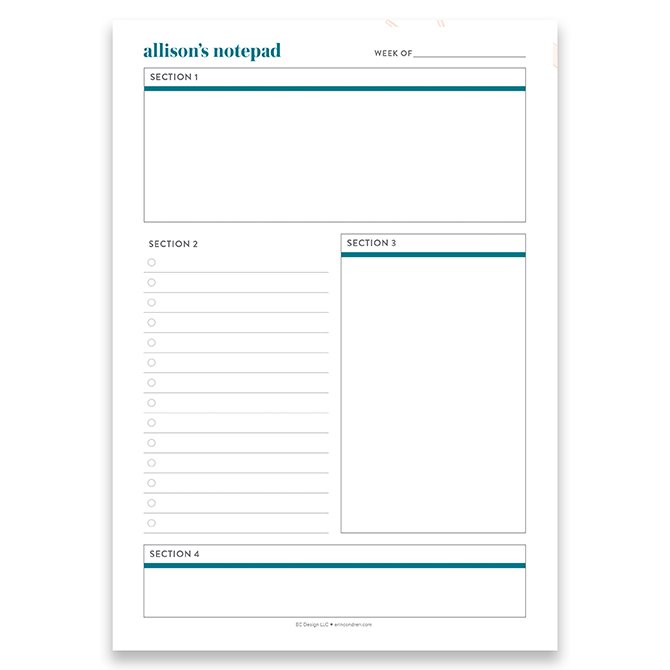 Weekly Goals Notepad | Erin Condren