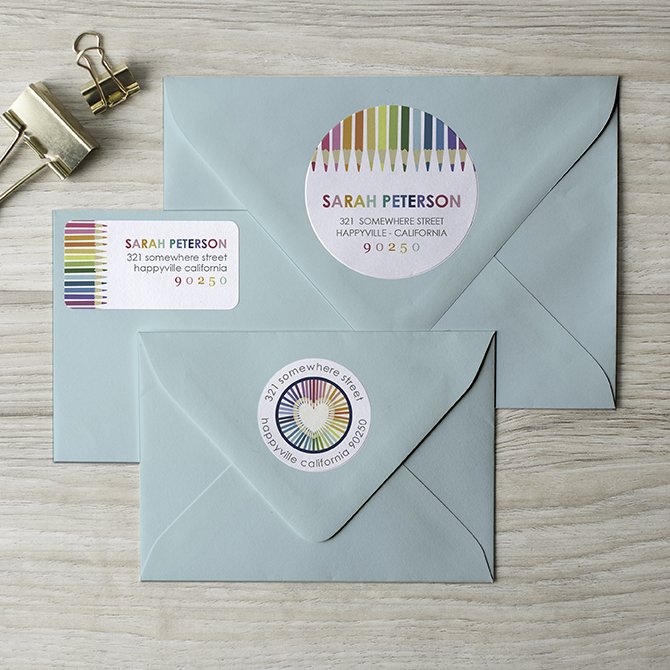 Rainbow Heart Return Address Labels | Erin Condren