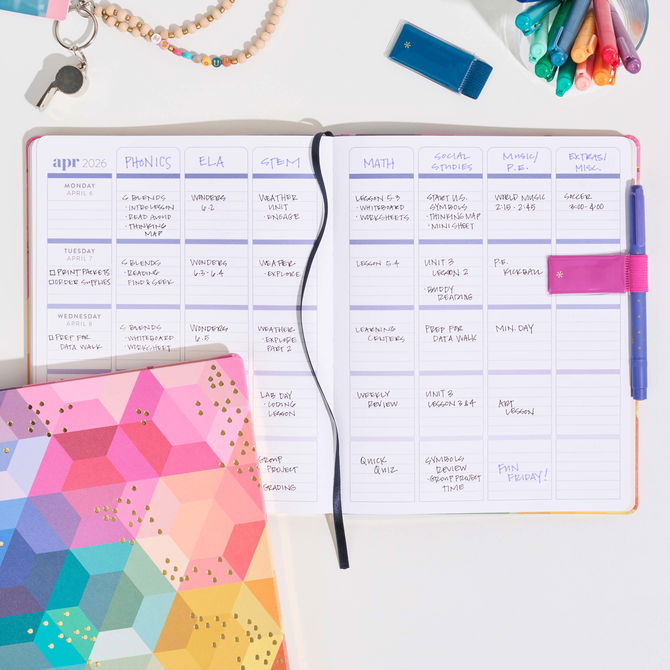 Hexagon Softbound Teacher Lesson Planner Bundle | Erin Condren