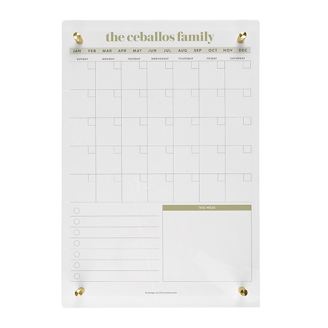 Medium Acrylic Monthly Wall Calendar | Erin Condren