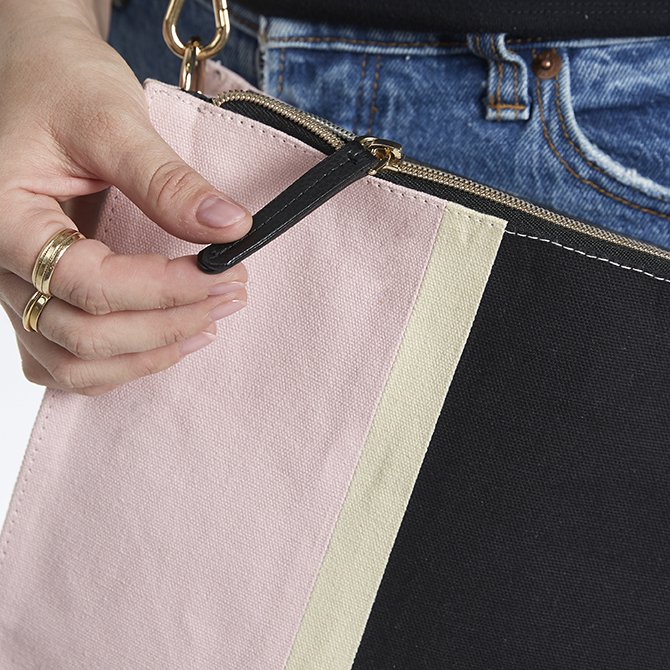 Color Block Wisteria and Black Canvas Crossbody Bag | Erin Condren