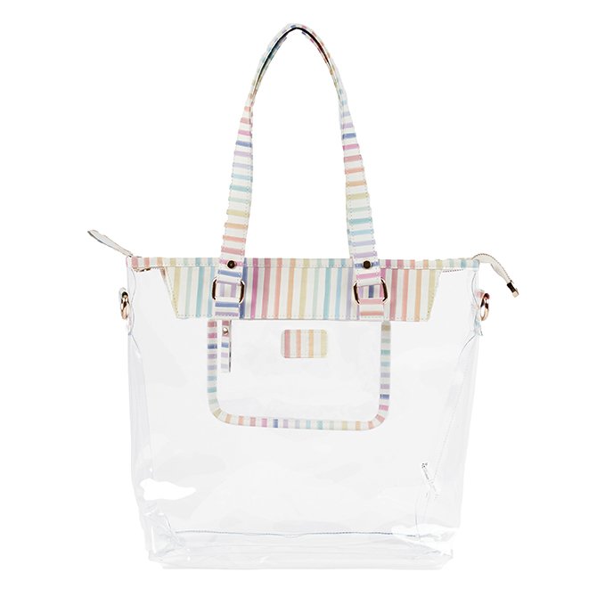 Watercolor Stripes Colorful Clear Tote Bag | Erin Condren