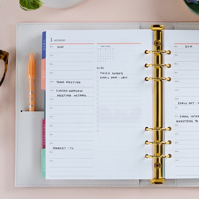 A5 Daily Planning Ring Agenda Inserts | Ring Agenda